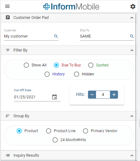 InformMobile Customer Order Pad