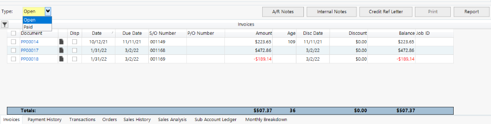 Look up an invoice number