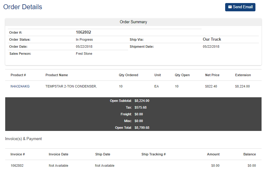 Check the status of open orders (eCommerce)