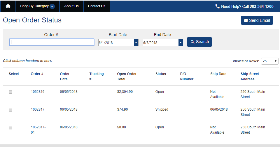 Check the status of open orders (eCommerce)