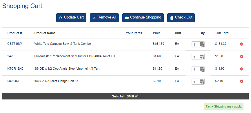 Manage your shopping cart (eCommerce)