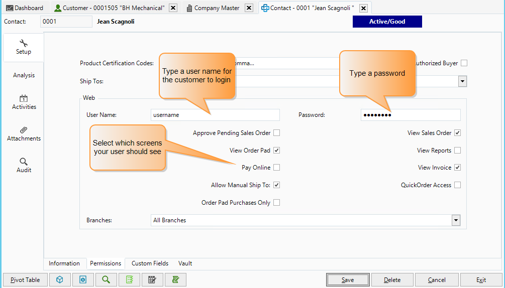Configure eCommerce customer permissions