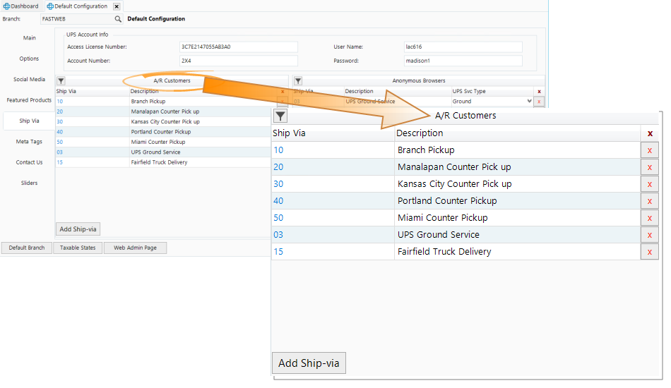 Select the default shipping methods