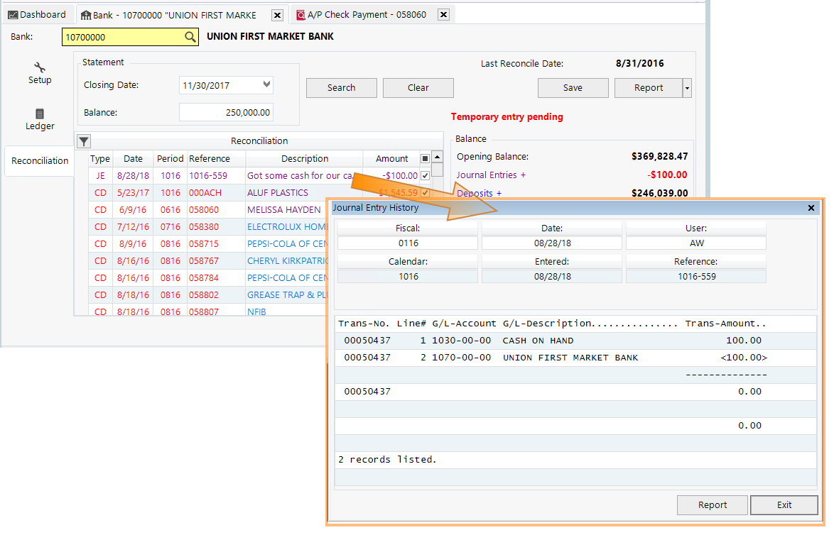 Reconcile your bank statement