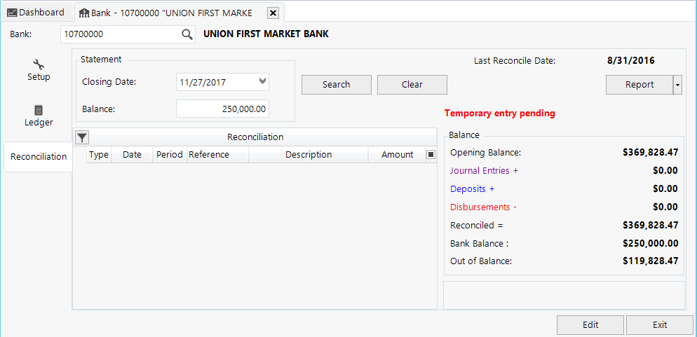 Reconcile your bank statement