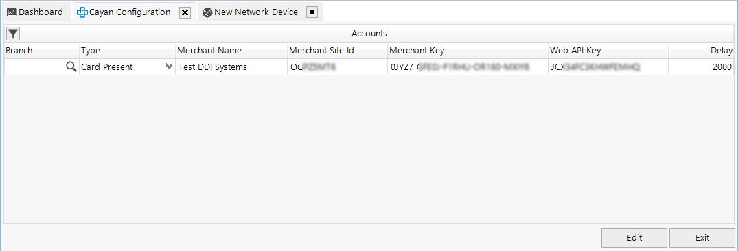 Configure credit card through TSYS Cayan