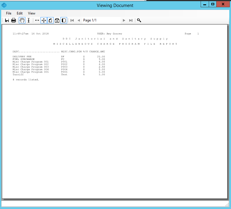 Set up miscellaneous charge programs