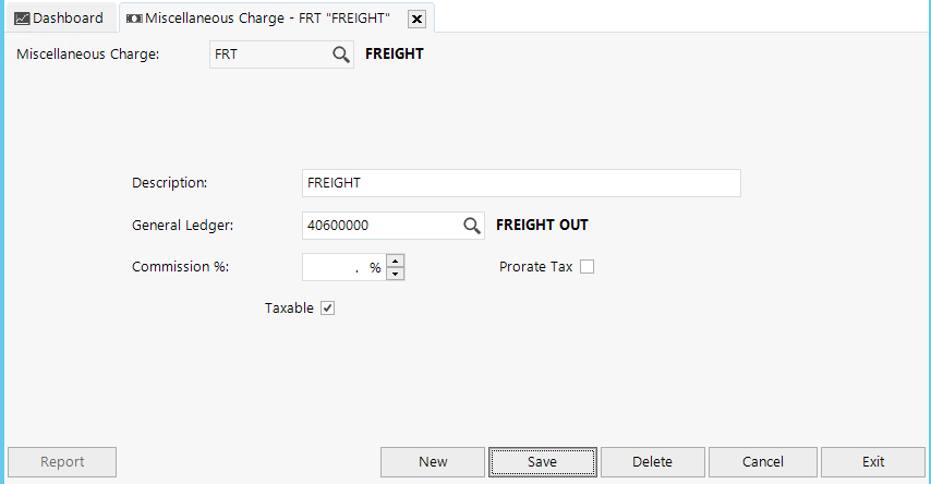 Set up miscellaneous charges