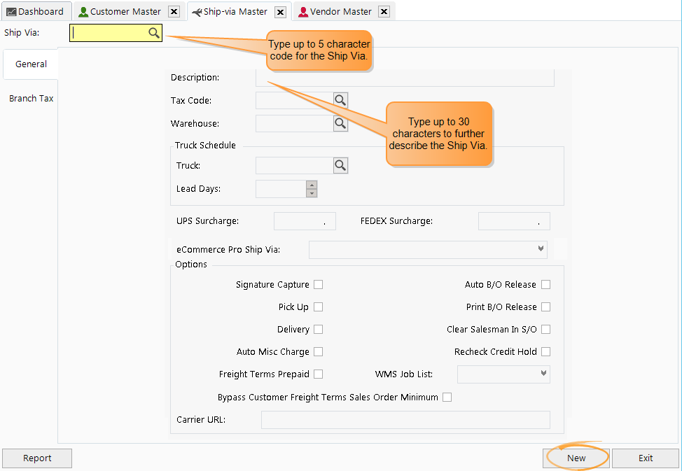 Create and configure Ship Via options