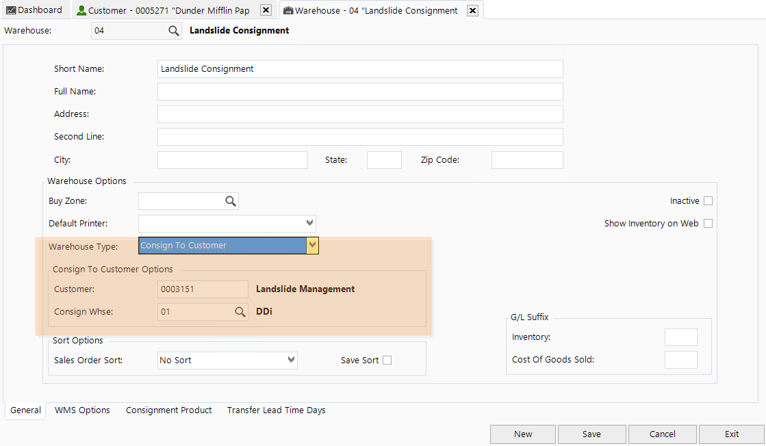 Set up a consignment process