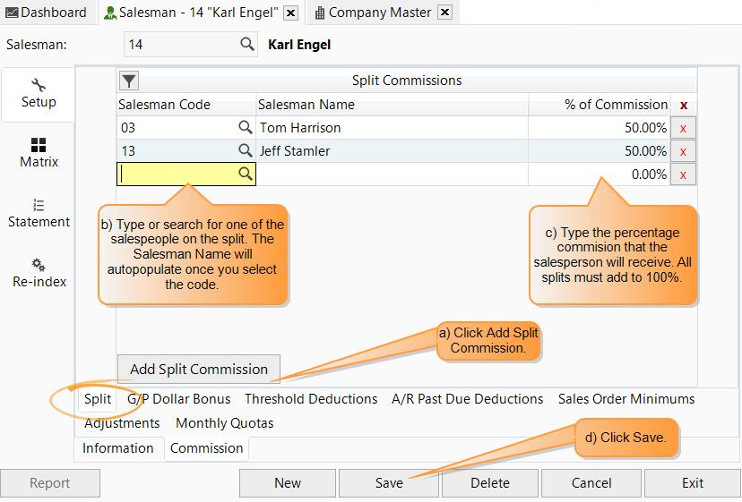 Split commissions among salespeople