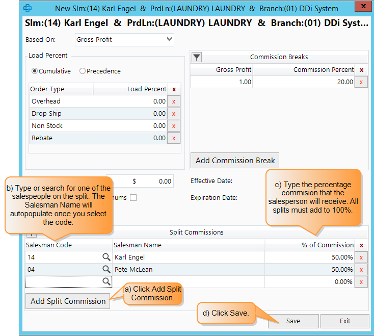 Split commission by product detail