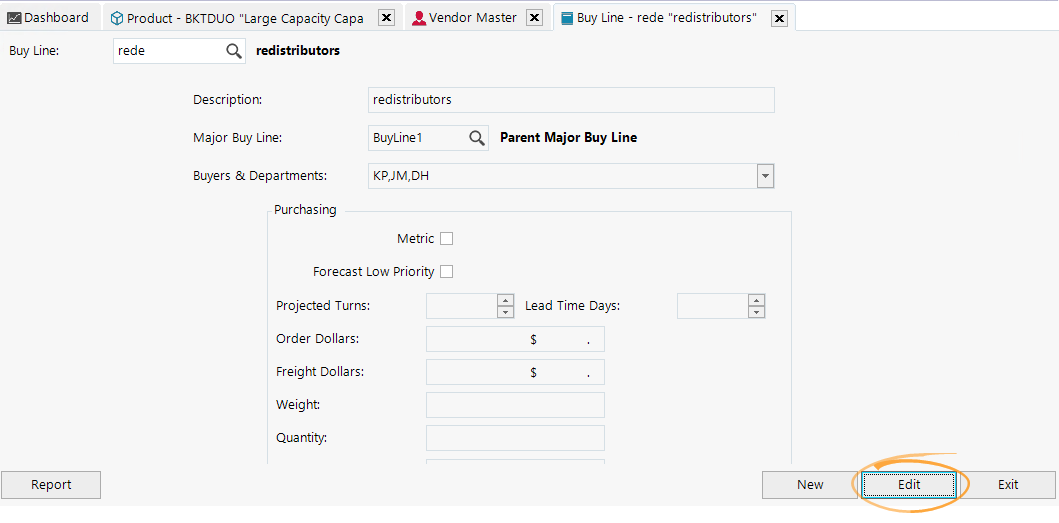 Set up product buy lines