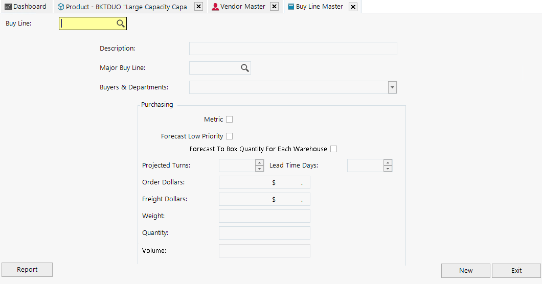 Set up product buy lines