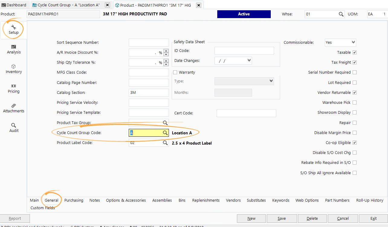 Set up manual cycle count groups