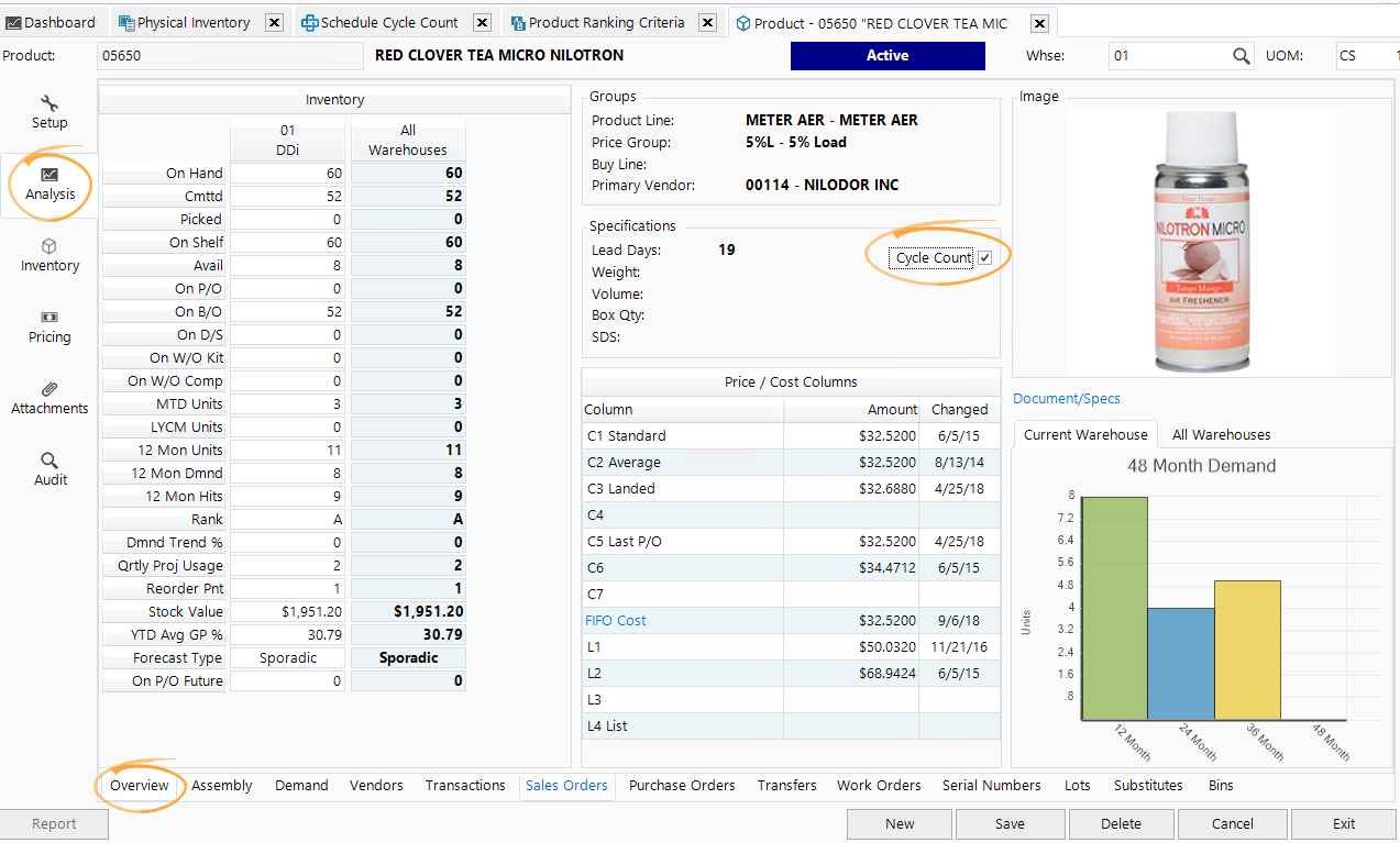 Manually add products to the cycle count list