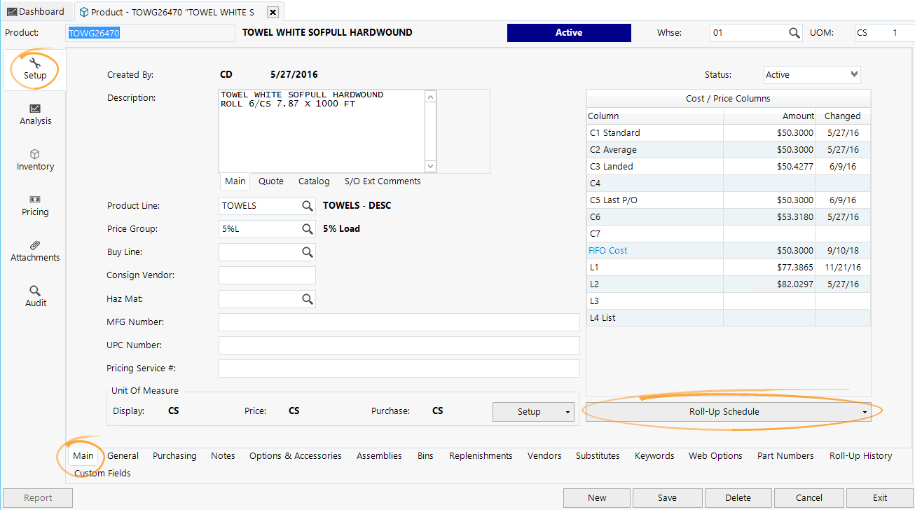 Set a price roll-up schedule
