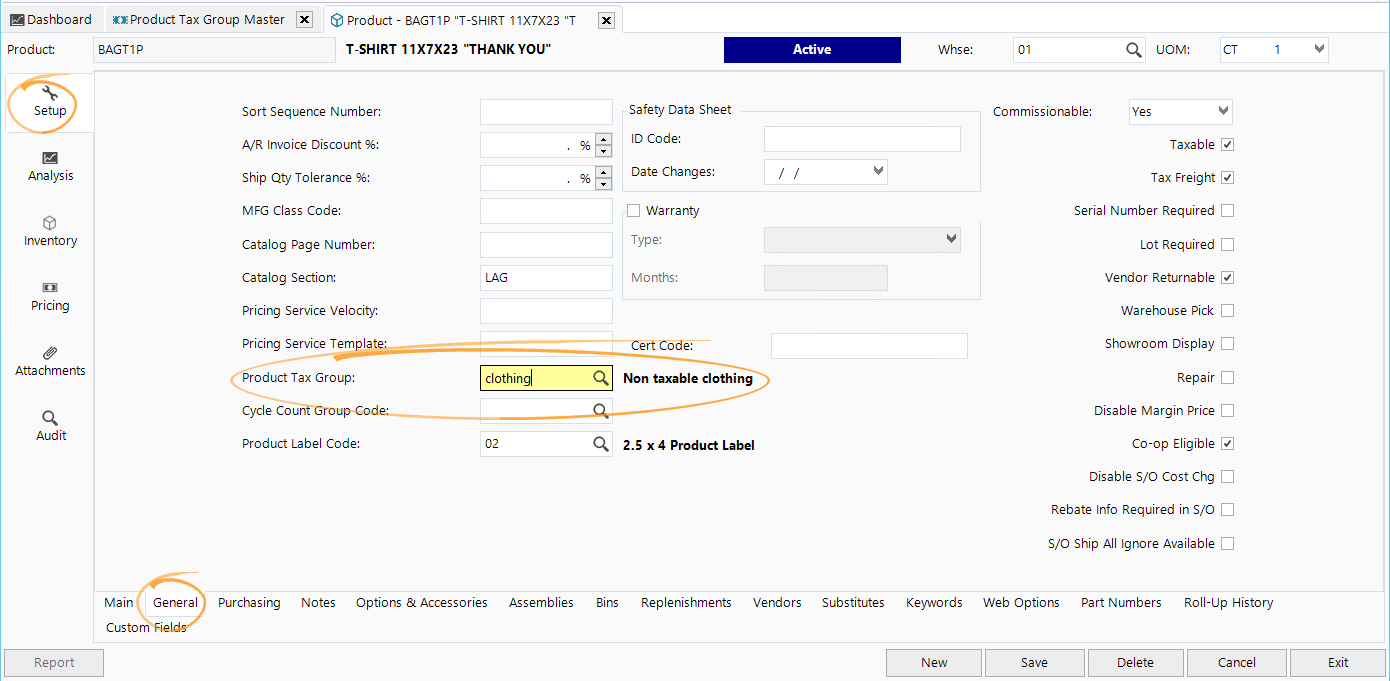 Set up product tax groups