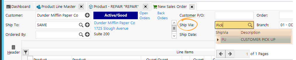 Create a pickup order