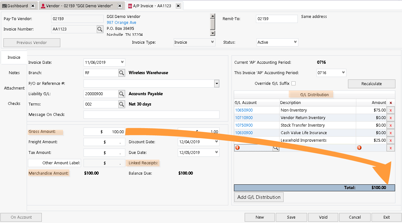 Enter vendor invoices