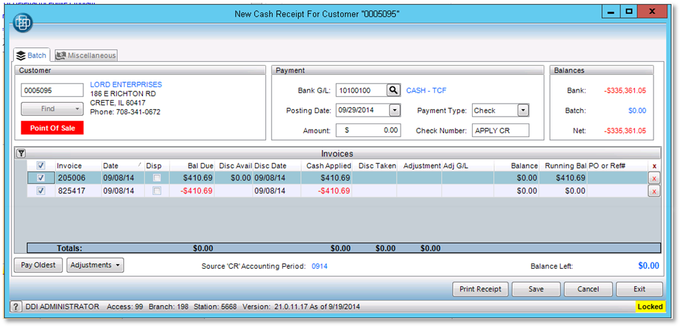 Apply customer open credits