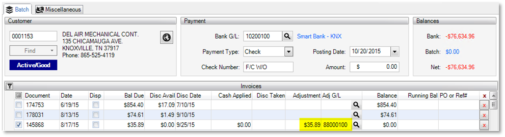 Customer Account Adjustments