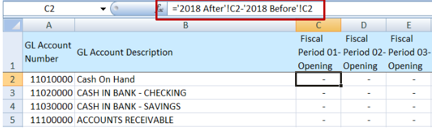 Capture GL balances before and after a G/L reindex procedure