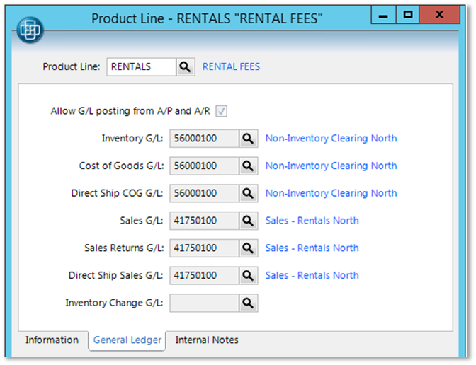 General ledger internal mapping