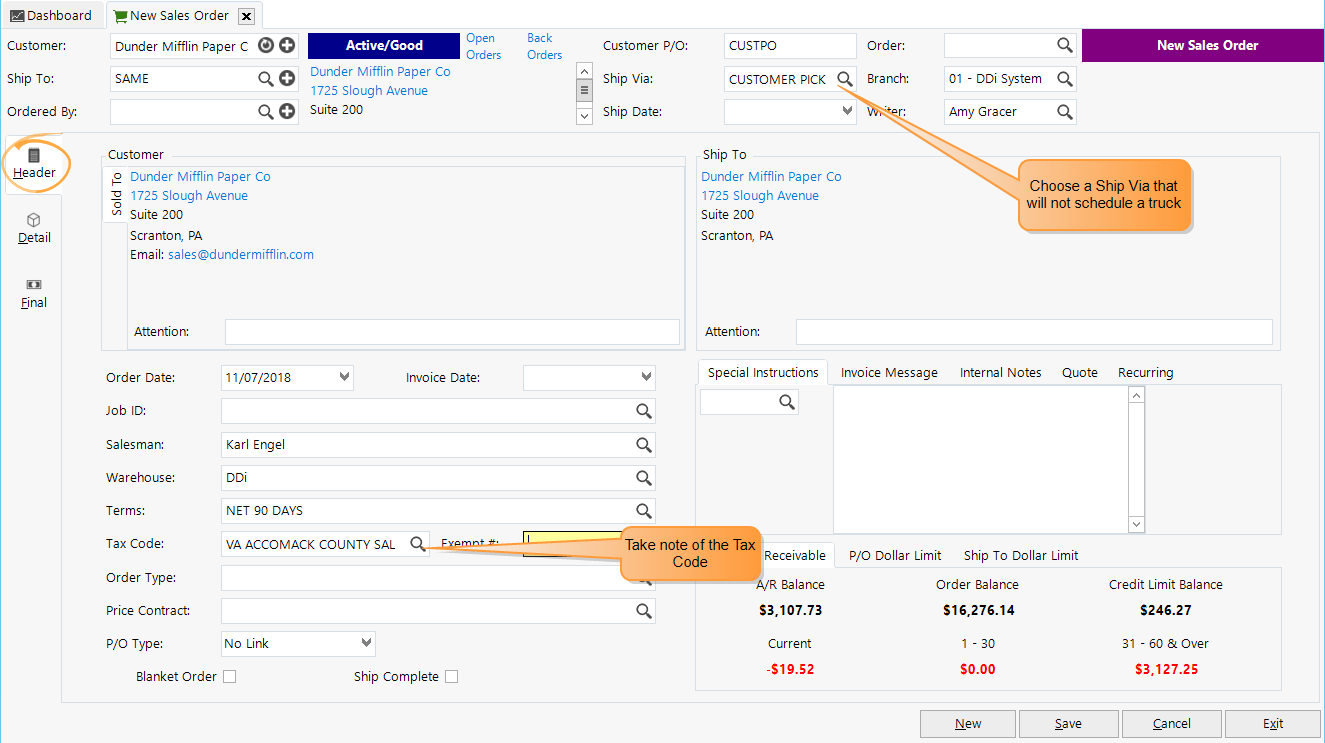 Enter sales tax credits and debits