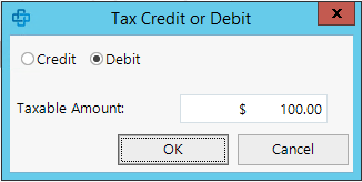 Enter sales tax credits and debits