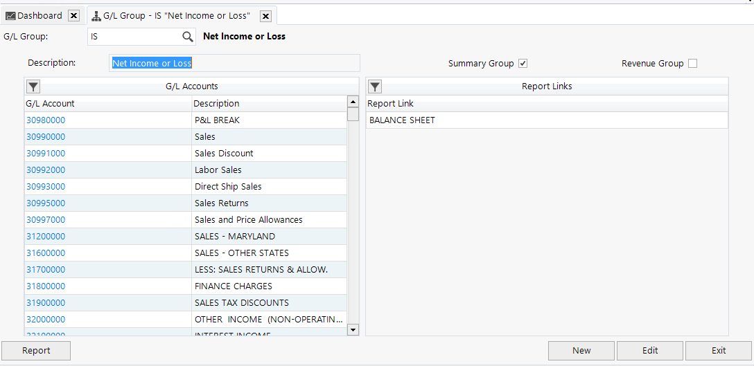 Group your general ledger accounts