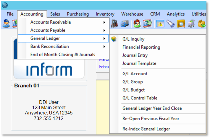 Get started with the general ledger