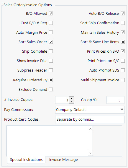 Configure default order preferences
