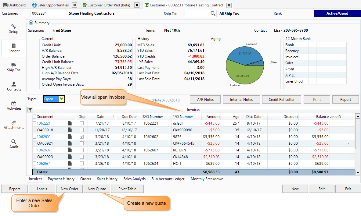 How to use the customer ledger