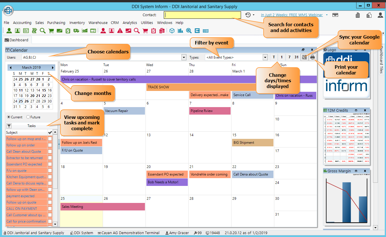 Use the Inform Calendar and Tasks