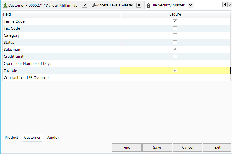 Configure master file security