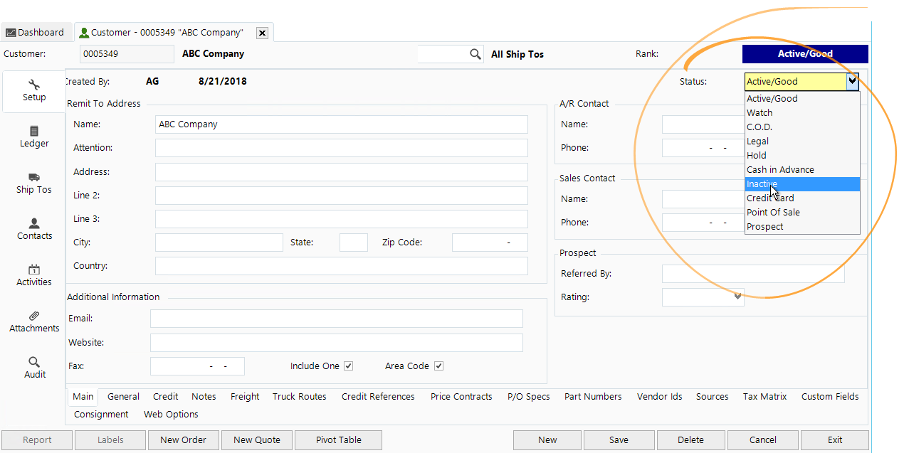 About customer status