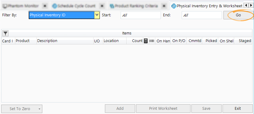 Run physical inventory
