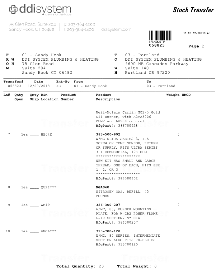 Create, view, and edit requests to transfer stock between warehouses