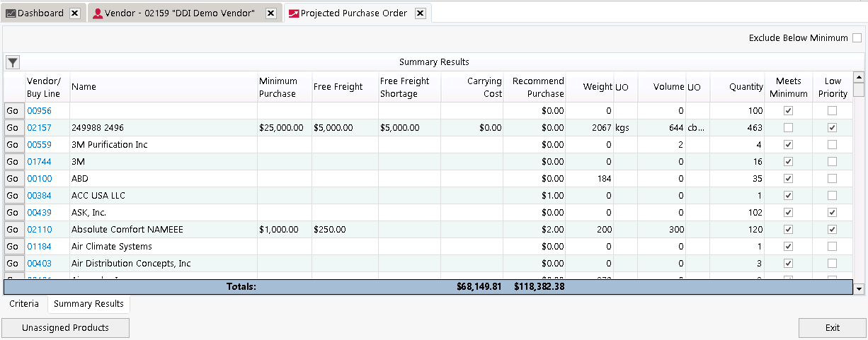 Create projected purchase orders, vendor returns, and stock transfers