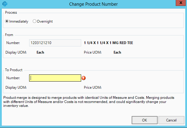 Renumber or Merge a Product