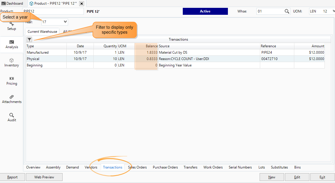 View product transaction history