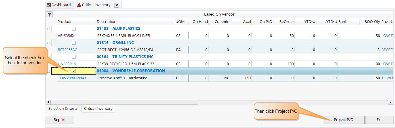 Identify critical inventory
