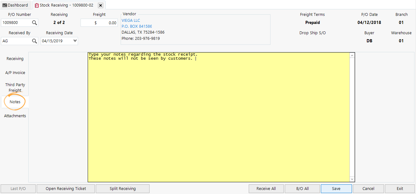 Add internal notes to stock receipts
