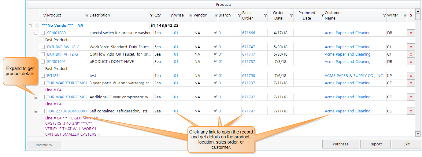 Place special purchase requests
