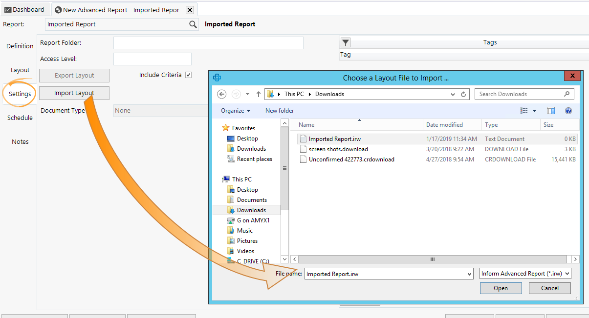 Import ARW report templates