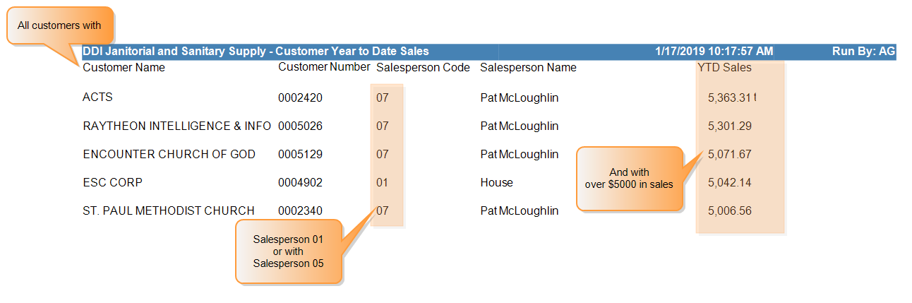 Sample ARW: Customer YTD Sales with Filtered Criteria