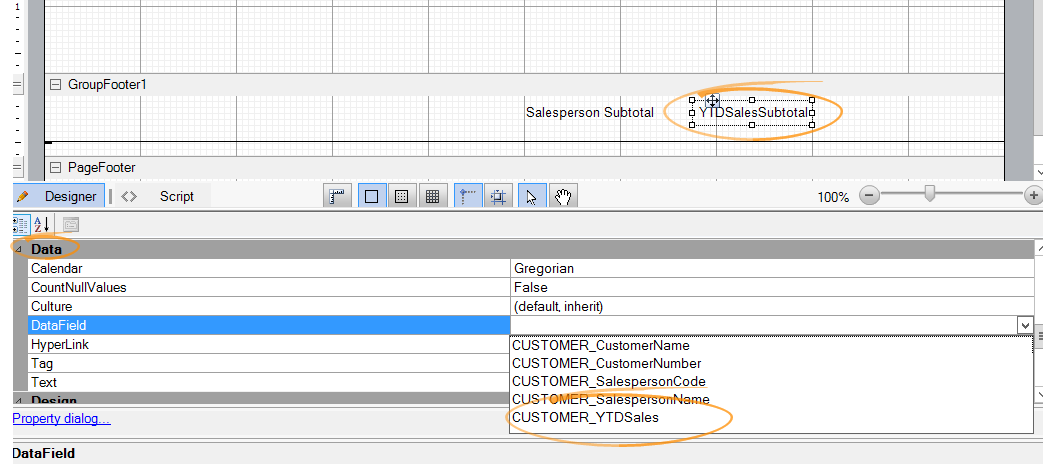 Add subtotals to an ARW report