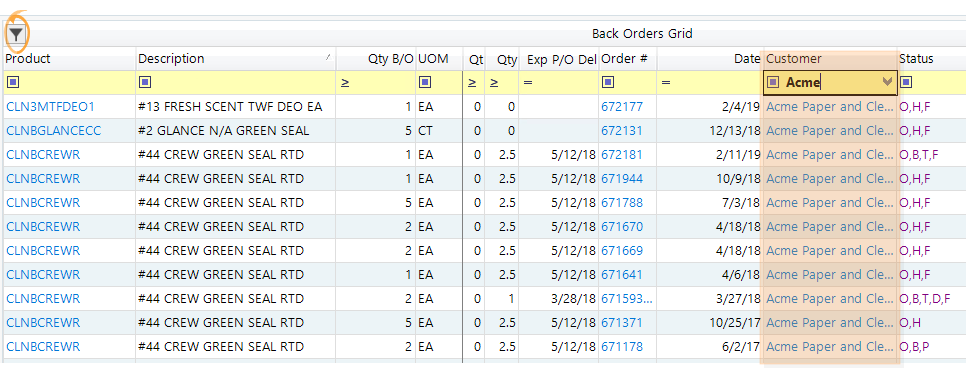 Review all backorders (Back Orders Grid Dashboard)