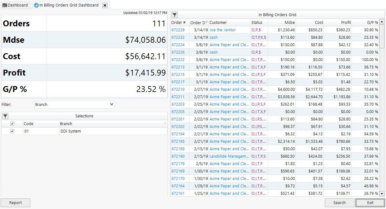 Review the all orders in billing (In Billing Orders Dashboard)